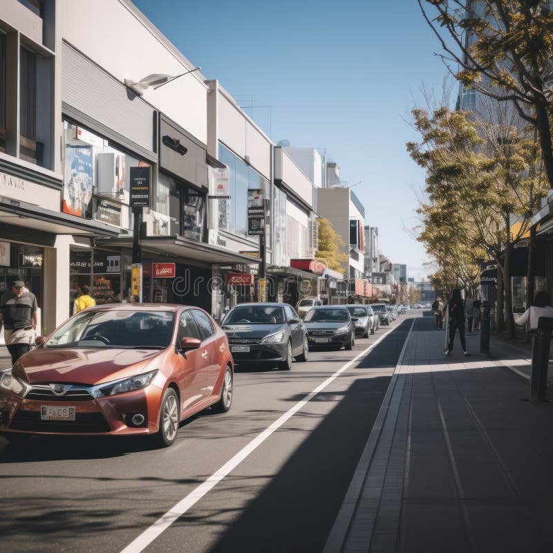 Road with Cars Parked Along Both Sides of Road Stock Illustration ...