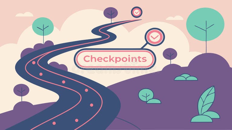 Road with Checkpoints, Journey Progress and Milestones, Strategic Path ...