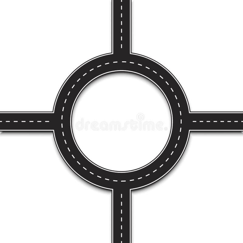 Road Circle Intersection. Empty Roundabout Road. Crossroads of Four ...