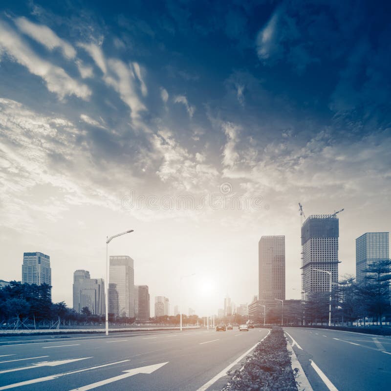 Road city stock photo. Image of destination, blur, skyscraper - 31983644