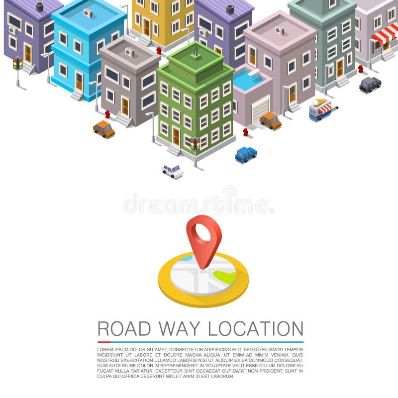 Road in the Cityscape Isometric, City Location Apartment, Vector ...