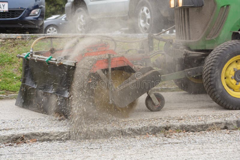 Road cleaning with sweeper stock image. Image of municipal - 89623831