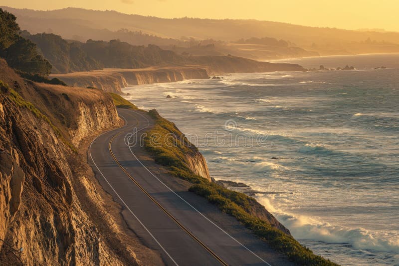 A Road with a Cliff on the Side and a Beach in the Background. Road To ...