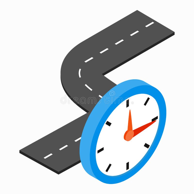 Road and Clock Icon, Isometric 3d Style Stock Vector - Illustration of ...