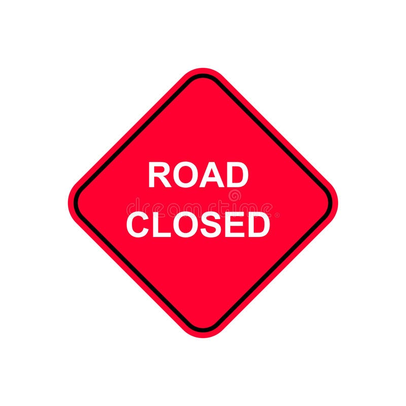 Road Closed Red Warning Road Sign Vector Stock Illustration ...
