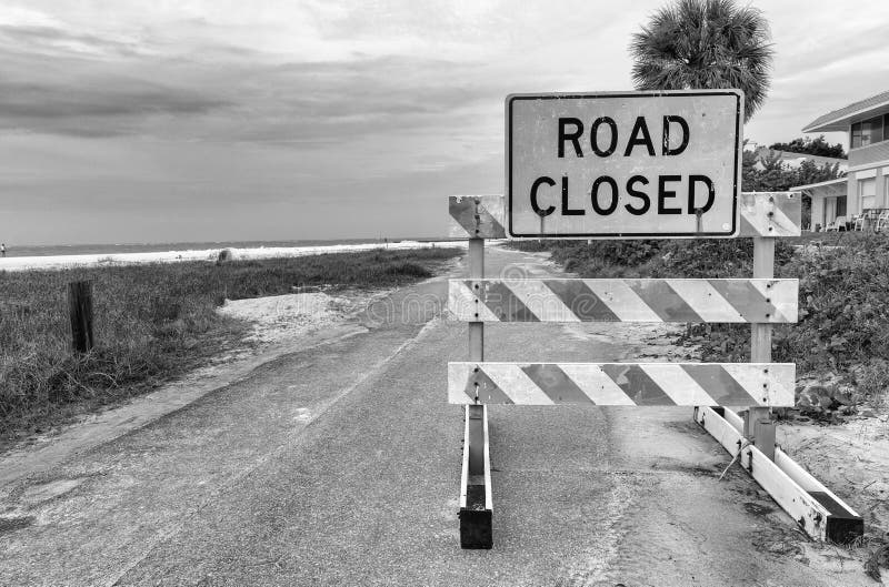 Road Closed Sign with Bad Weather Stock Image - Image of closed, travel ...