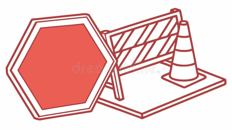 Road Closed Sign with Barrier, Construction Zone Warning, Vector Design ...