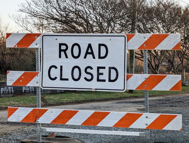 Road Closed Sign in the Construction Area Stock Image - Image of closed ...