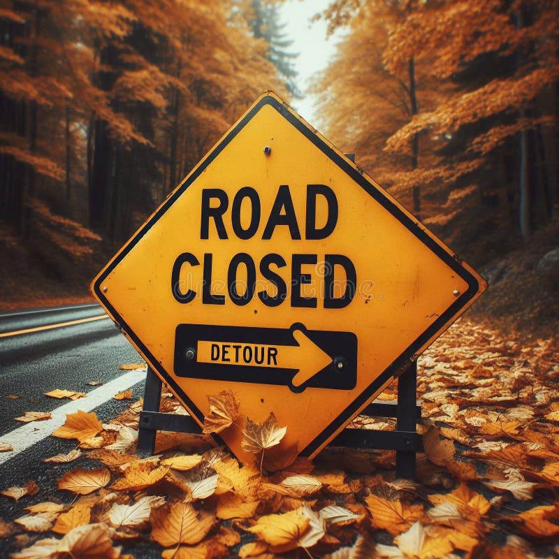 Road Closed Sign on the Road. Generated AI Stock Illustration ...