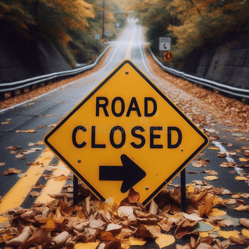 Road Closed Sign on the Road. Generated AI Stock Illustration ...