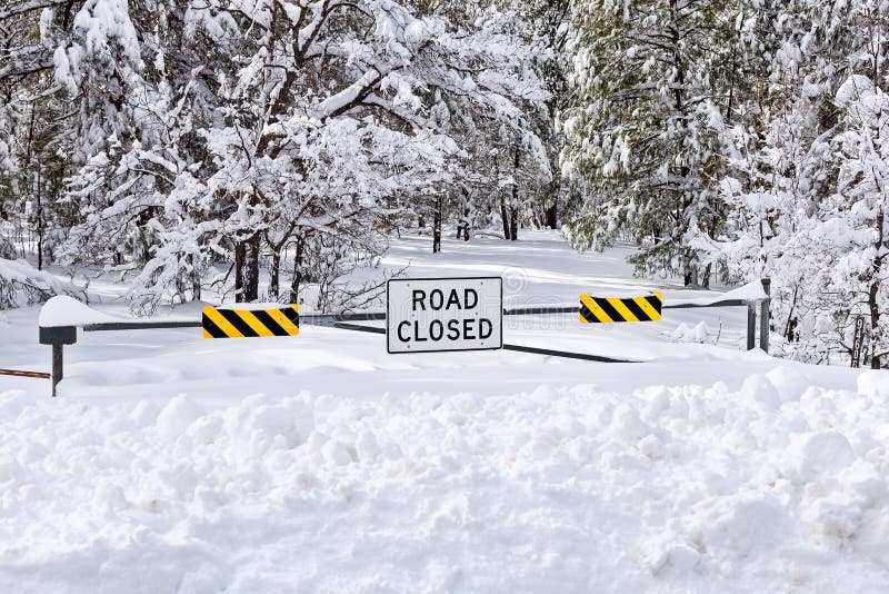 Road closed sign stock photo. Image of travel, snowy - 84826888