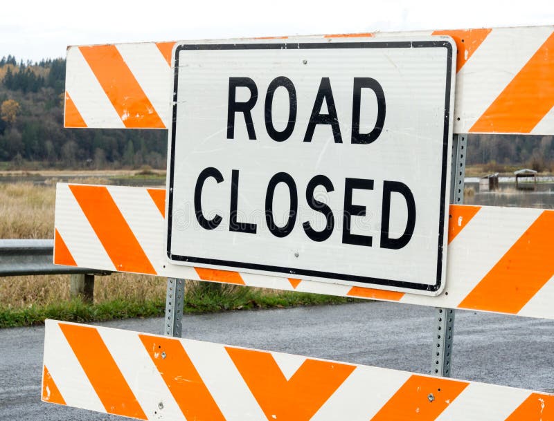 Road Closed Type III Barricade With Warning Lights Stock Photo - Image ...