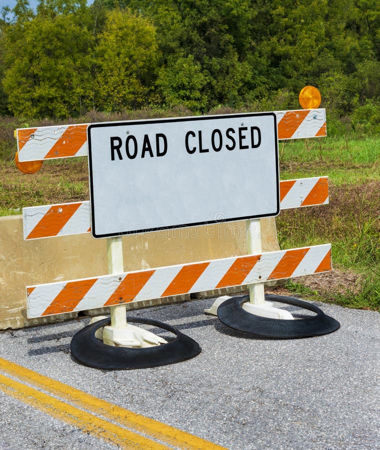Road Closed Sign stock photo. Image of space, reflector - 129654206