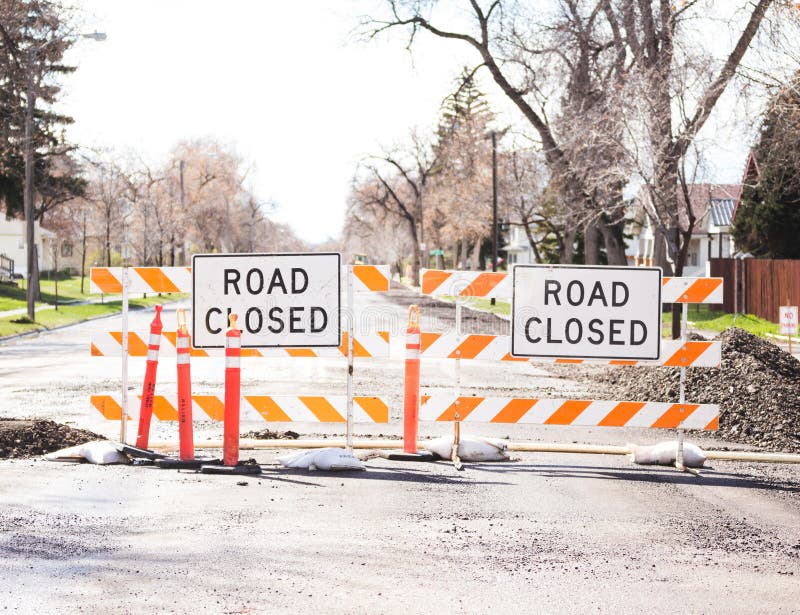 Road Closed Signs on Street Stock Photo - Image of sign, stop: 91754736