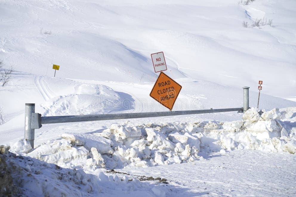 Road closed winter stock photo. Image of winter, road - 66919828