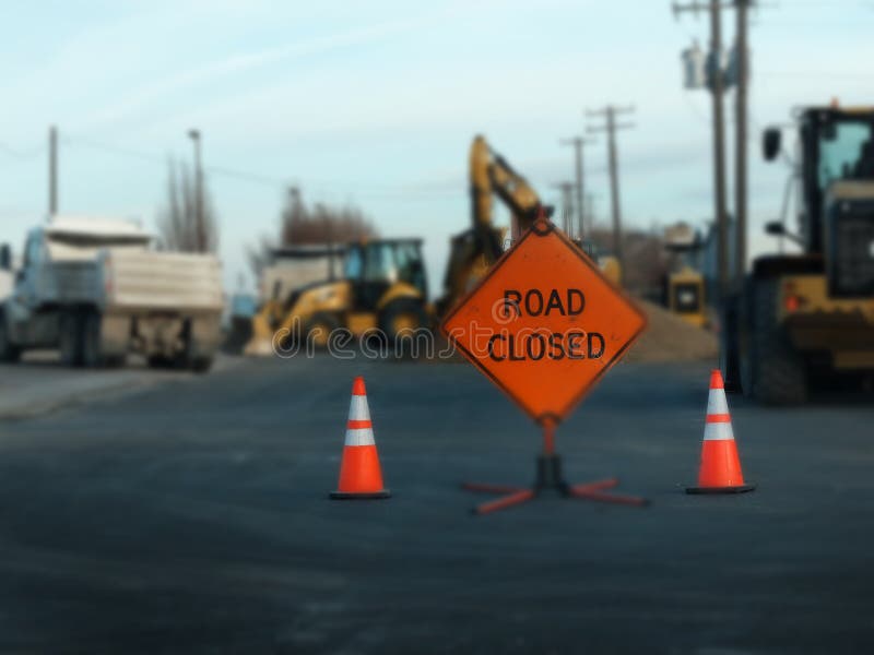Road Closed for Work Construction Stock Photo - Image of sign, excavate ...