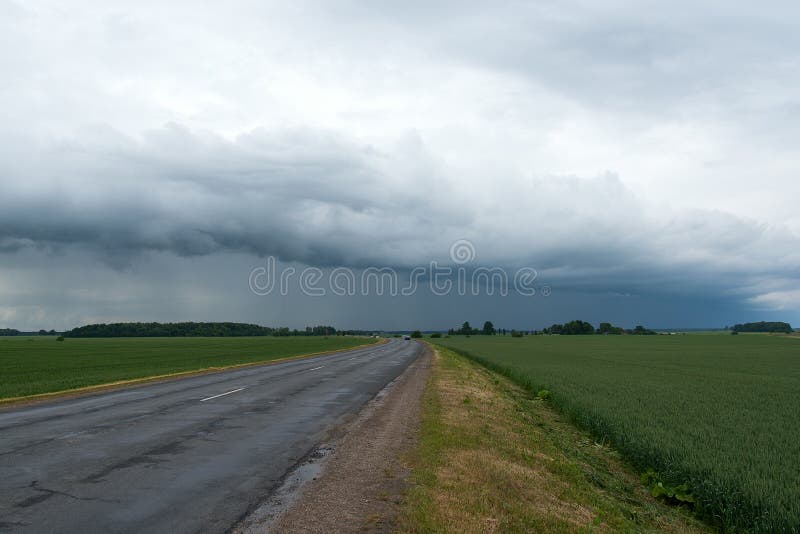Land, road and sky. stock image. Image of blue, countryside - 34589993