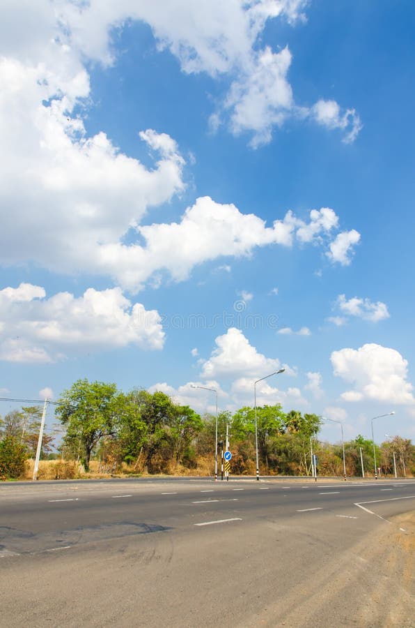 The Road with Cloud and Blue Sky Nature Landscape Stock Photo - Image ...