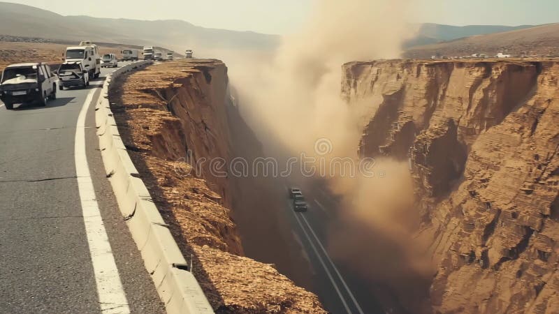 Road Collapse Disaster stock video. Video of road, chasm - 383950043