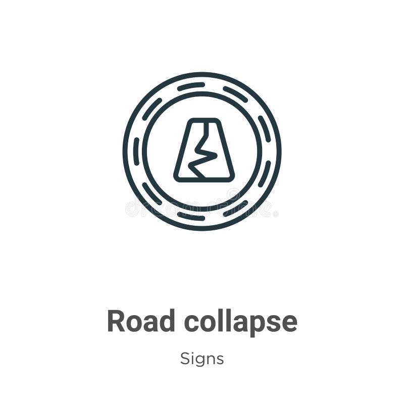 Road Collapse Outline Vector Icon. Thin Line Black Road Collapse Icon ...