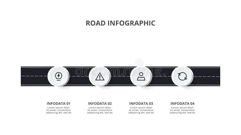 Road Concept for Infographic with 4 Steps, Options, Parts or Processes ...