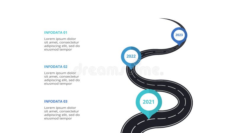 Road Concept for Infographic with 3 Steps, Options, Parts or Processes ...