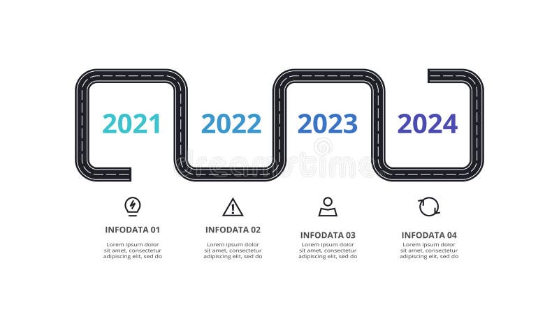 Road Concept for Infographic with 4 Steps, Options, Parts or Processes ...