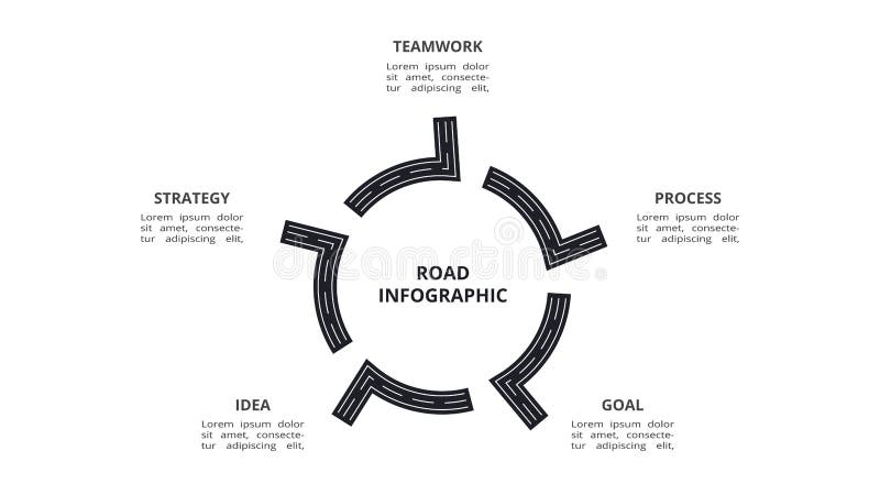 Road Concept for Infographic with 5 Steps, Options, Parts or Processes ...