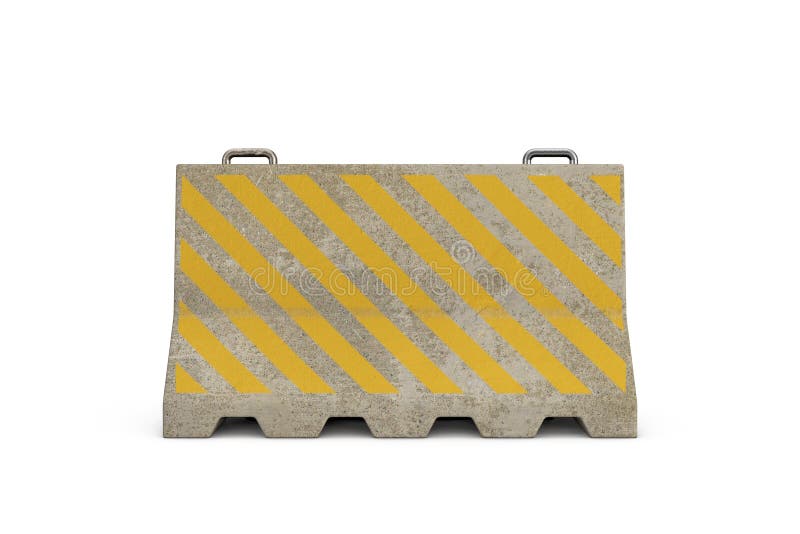 Road Concrete Barrier Block with Yellow Strips. 3d Rendering Stock ...