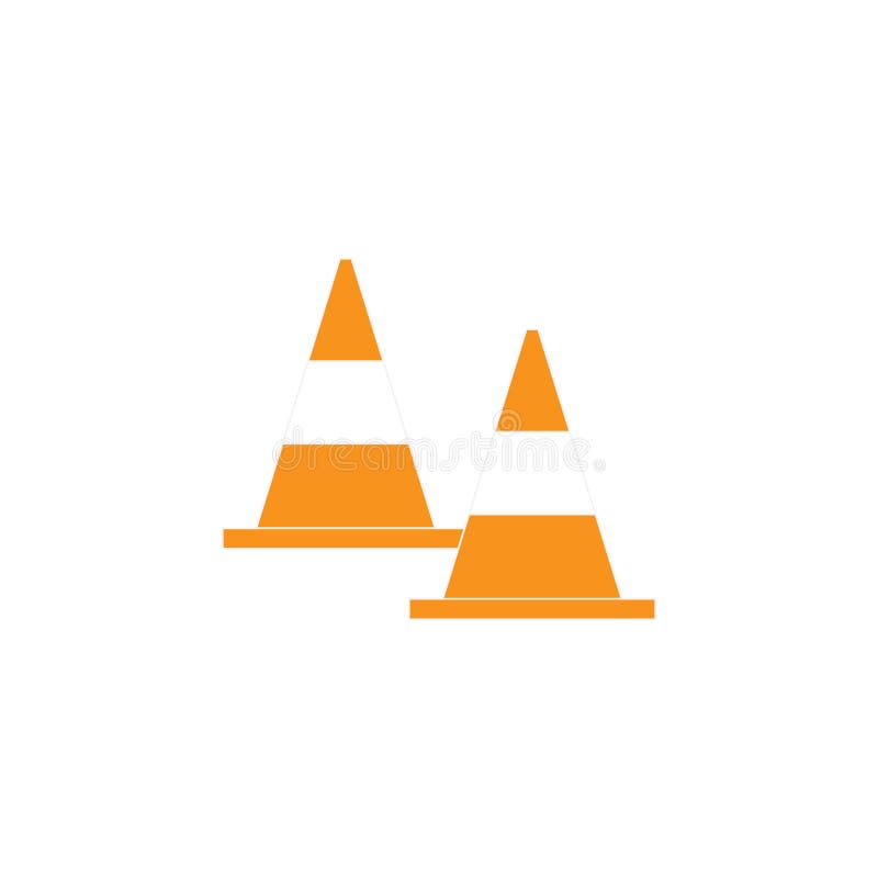 Road Cone Barrier and Street Warning Traffic Cone Flat Icon Stock ...