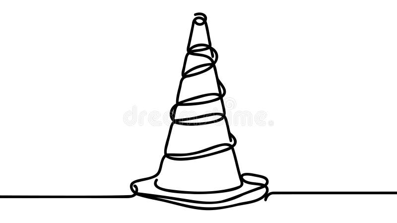 Road Cone Line Continuous Drawing Vector. One Line Road Cone Vector ...
