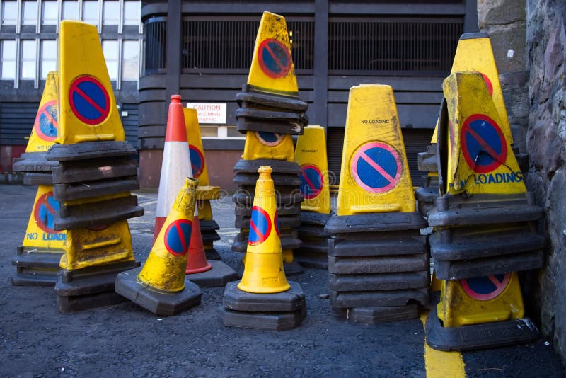 Road Cones with Clearway Traffic Signs Stock Image - Image of site ...