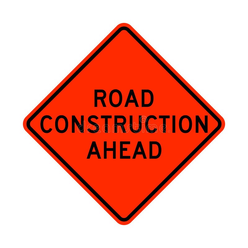 Road Construction Ahead Warning Road Sign Stock Vector - Illustration ...