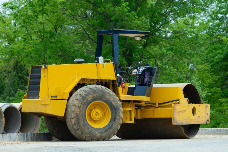 Road Construction Asphalt Rolling Machine Hot Stock Image - Image of ...