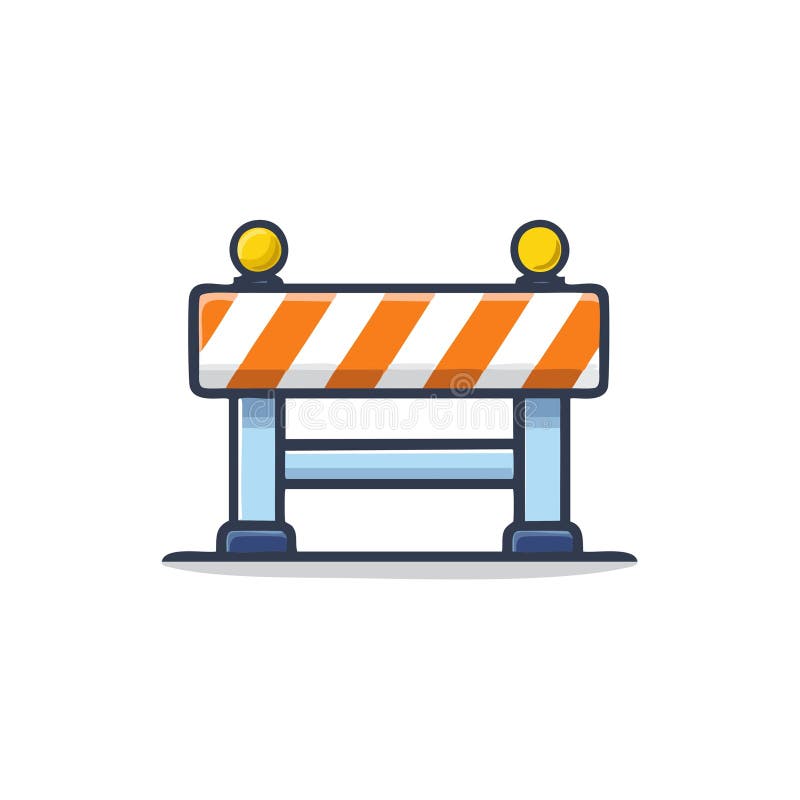 Road Construction Barrier with Orange Stripes and Yellow Warning Lights ...