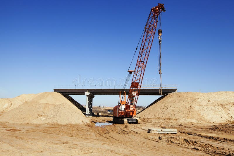 Road construction. bridge stock photo. Image of drill - 61202202
