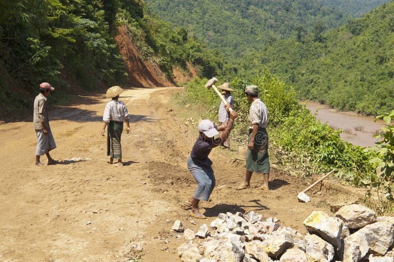 Road Construction in Burma ( Myanmar ). Editorial Stock Photo - Image ...