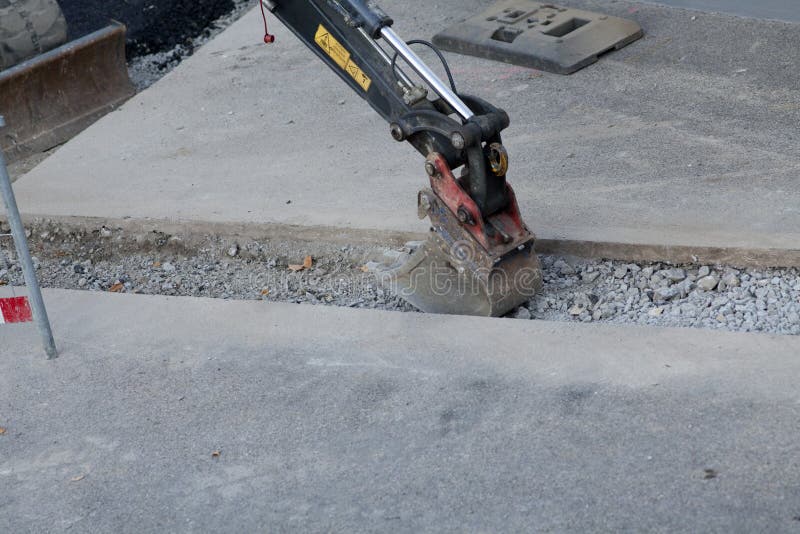 Road Construction with Excavator. Street Building Stock Photo - Image ...