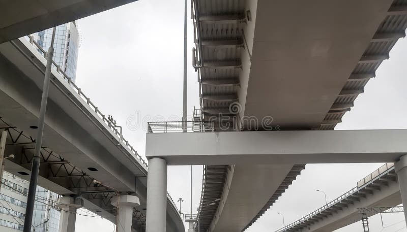 Road Construction Highway Overpass Bridge Concrete Structure in City ...