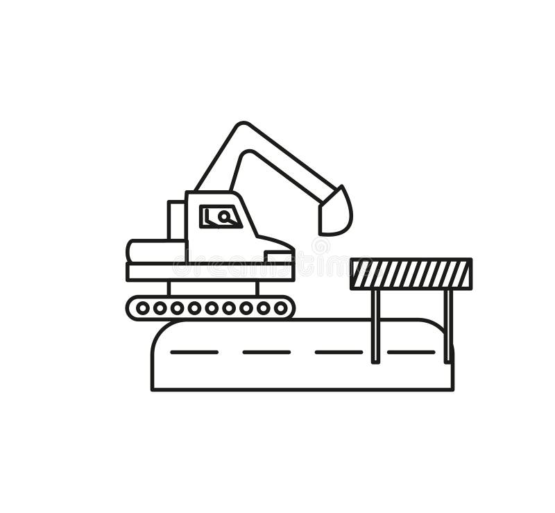 Road Construction Icon Flat Line Symbol Set Stock Vector - Illustration of road, maintenance ...