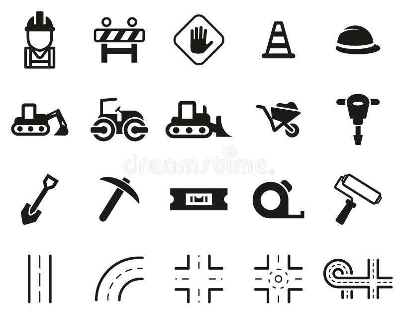 Road Construction Icons stock vector. Illustration of button - 40806774
