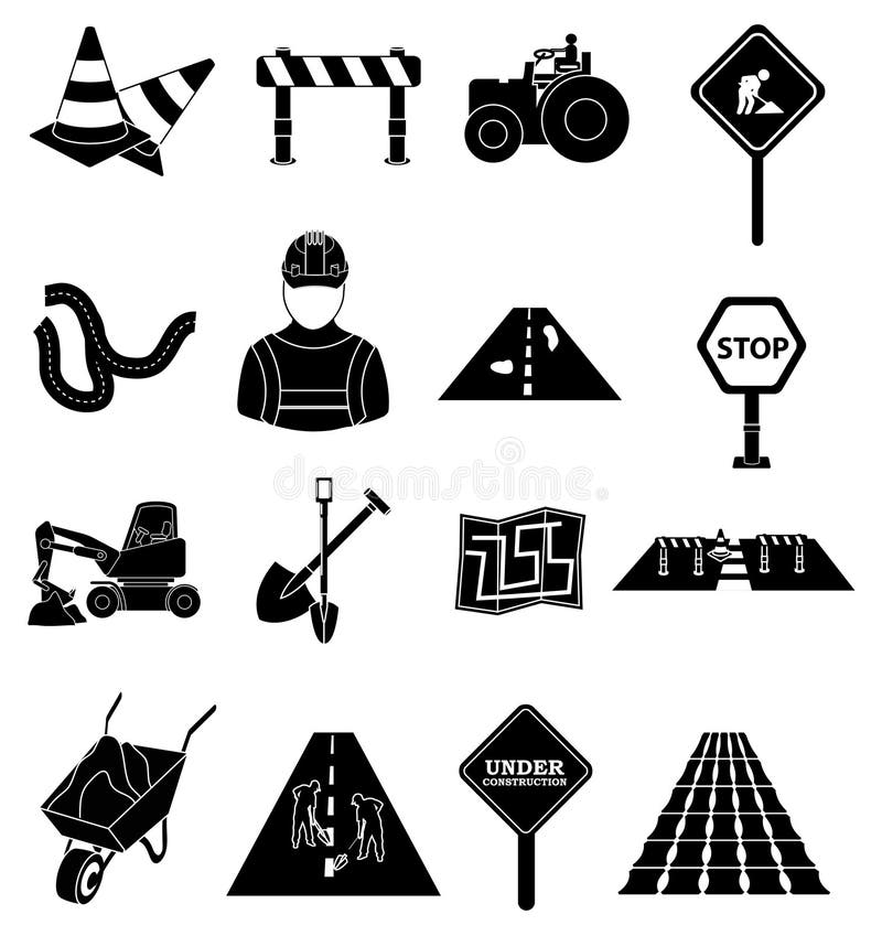 Road Construction Icons stock vector. Illustration of button - 40806774