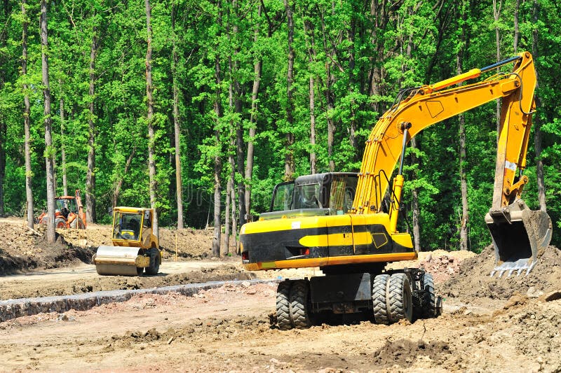 Road Construction. Machinery Tools on Site Stock Photo - Image of ...