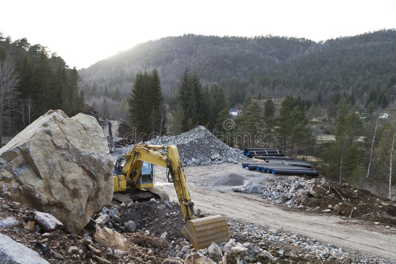 Road Construction in Rural Landscape Stock Image - Image of tree ...