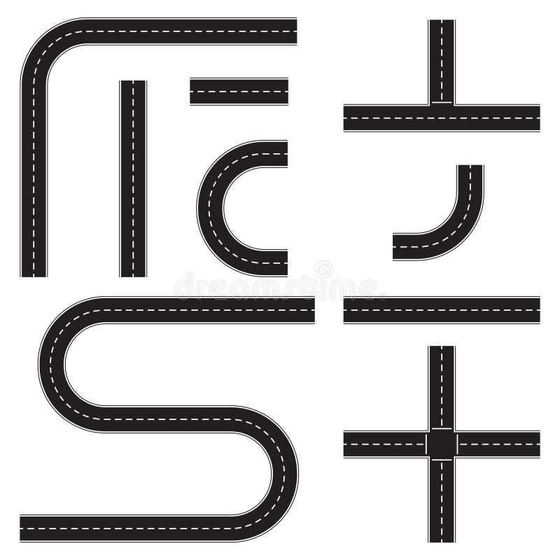 Road Construction Set. Highway Map Toolkit. Connectable Road Elements ...