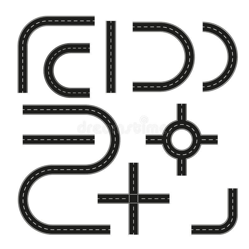 Road Construction Set. Highway Map Toolkit. Connectable Road Elements ...