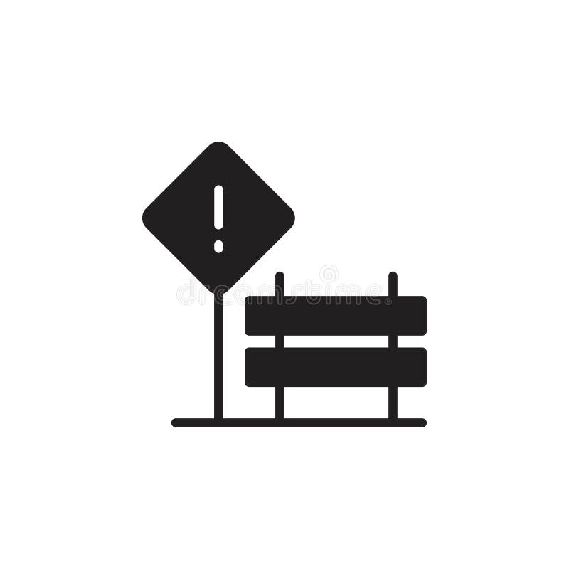 Road Construction Sign Icon Flat Line Illustration Stock Vector ...