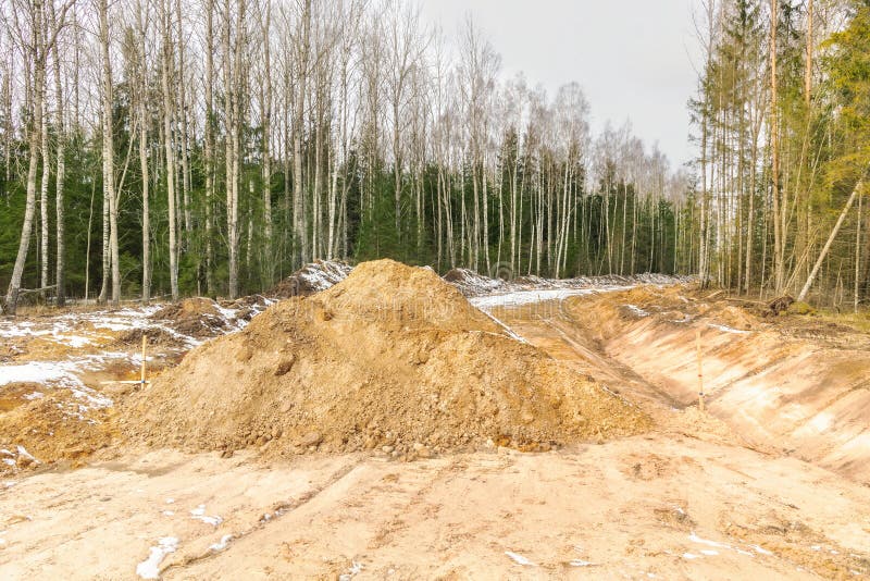 Road Construction Site through Forest Stock Image - Image of trees ...