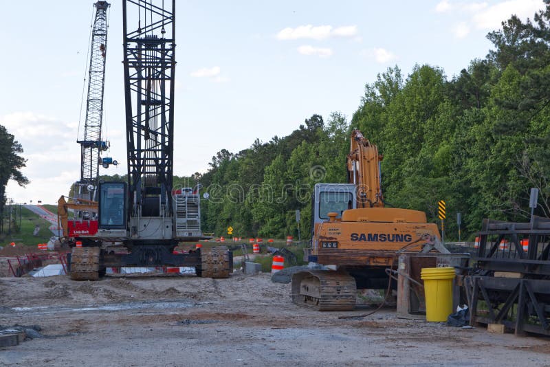 Road Construction Site Front of Cranes Editorial Photo - Image of ...