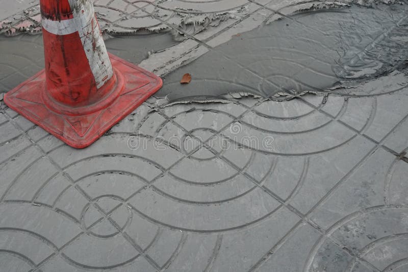 Road Construction Site with Paver and Cone, Constructions Concepts ...